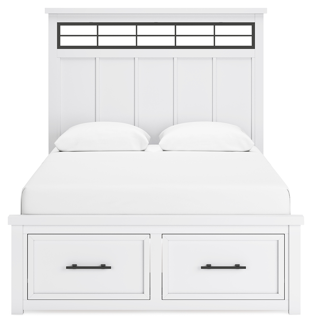 white panel bed frame queen