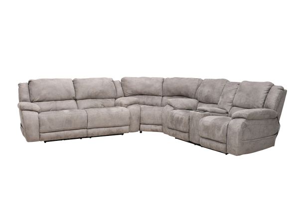 Explorer Nickel 3 Piece Power Reclining Sectional w/Power Lumbar ...