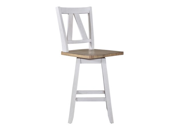 Lindsey Farm Weathered White Counter Height Swivel Stool by Liberty ...