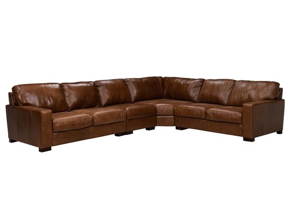 Soft Line America Splendor Chestnut 4 Piece Leather Sectional 7003