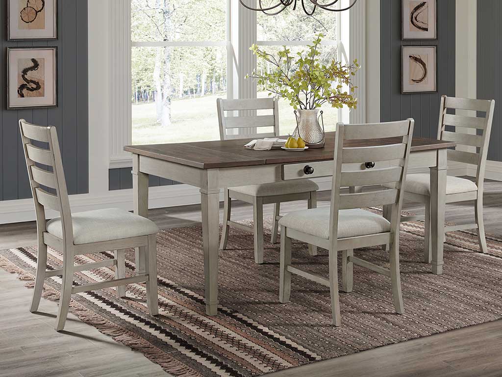 Farmington Medium Brown & Washed Stone Rectangular Storage Dining Table ...