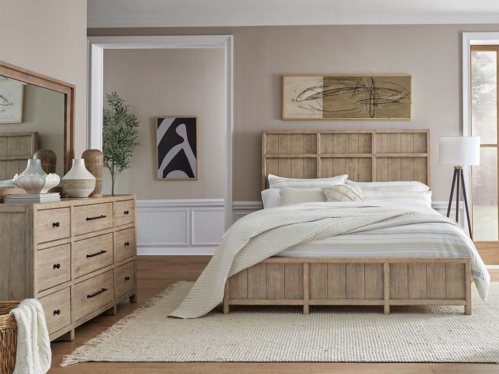 Proximity Place Barley Buff 3 Piece King Bedroom Set w/Panel Bed ...