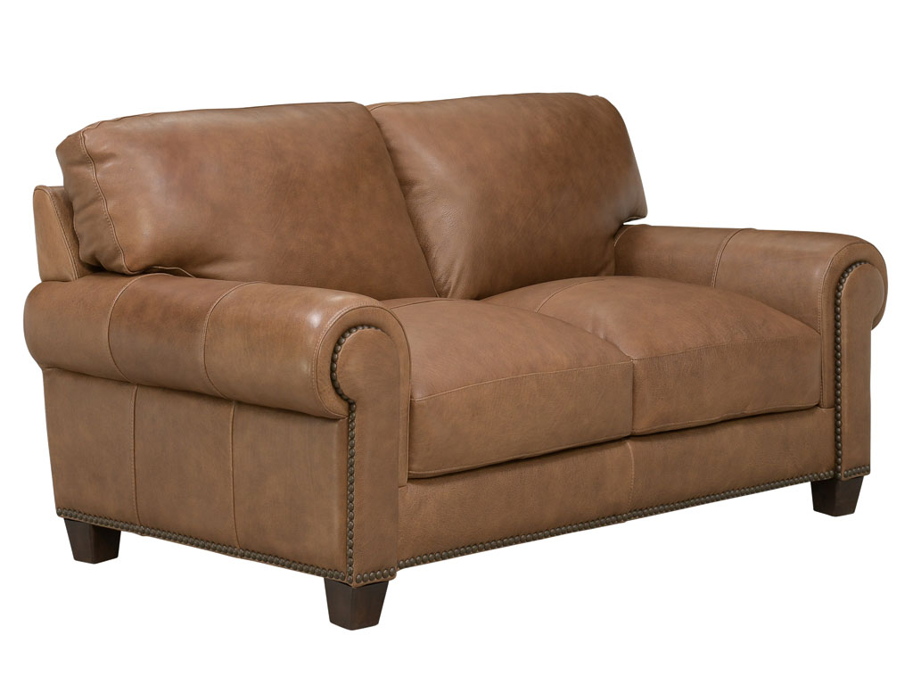 Madison Pecan Leather Loveseat 7620-002 by Soft Line America