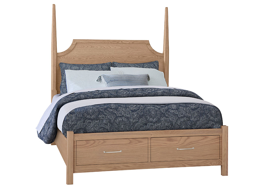 Tide & Timber Clear Oak Queen Pencil Poster Bed w/Footboard Storage 830 ...
